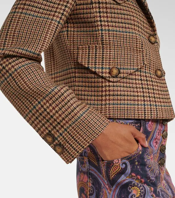 Etro Houndstooth Cropped Wool Blazer