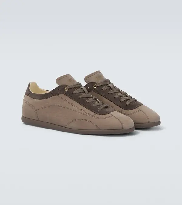 Brunello Cucinelli Suede-trimmed Leather Lace-up Sneakers