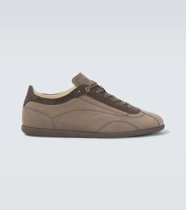 Brunello Cucinelli Suede-trimmed Leather Lace-up Sneakers