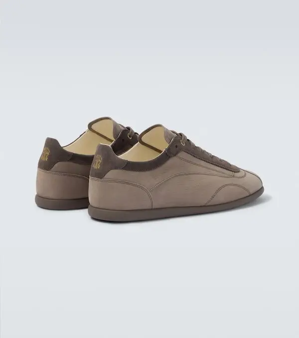 Brunello Cucinelli Suede-trimmed Leather Lace-up Sneakers