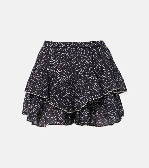 MARANT ETOILE Jocadia Polka-dot Ruffled Cotton Shorts - Black