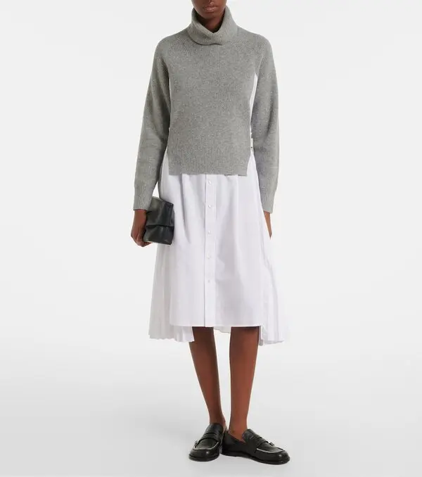 Sacai Layered Turtleneck Midi Dress