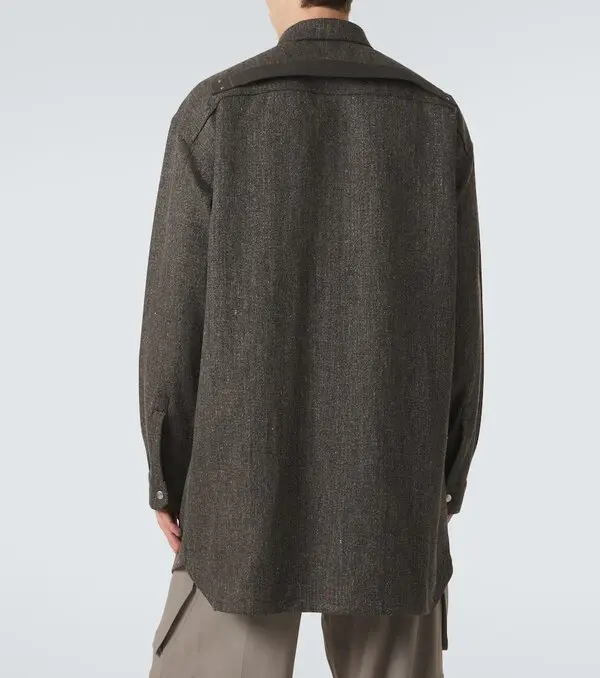 Rick Owens Oversized Wool And Linen-blend Overshirt