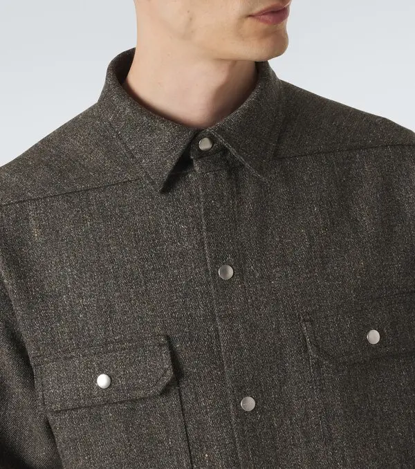 Rick Owens Oversized Wool And Linen-blend Overshirt