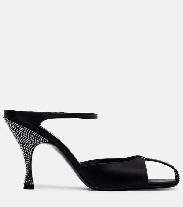 HERBERT LEVINE Embellished Satin Mules