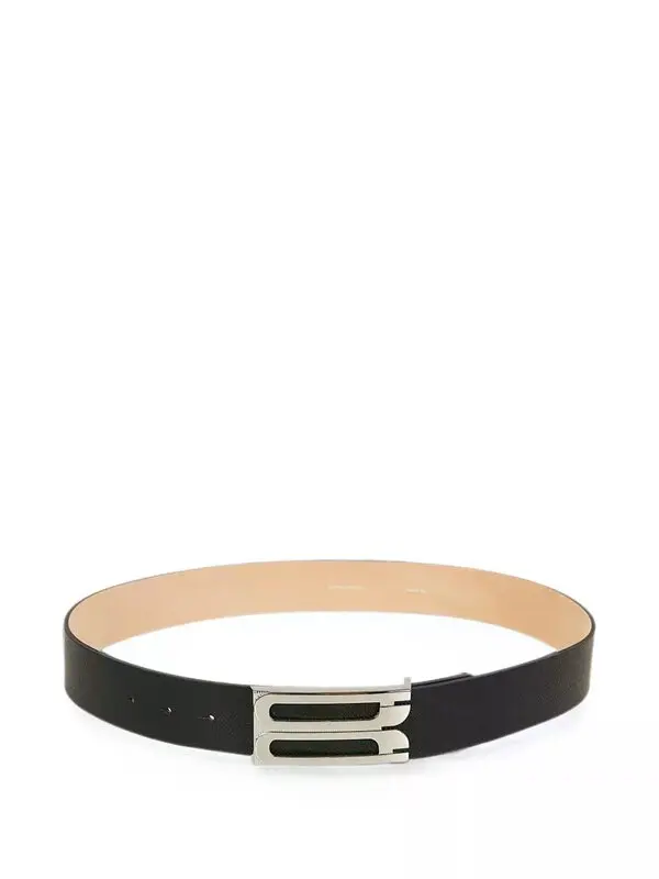 Victoria Beckham Logo-buckle Grained Leather Belt - Black