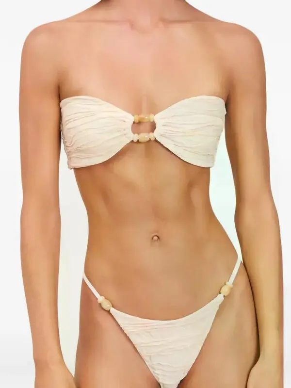 Devon Windsor Beaded Ruched Bikini Top - Neutrals