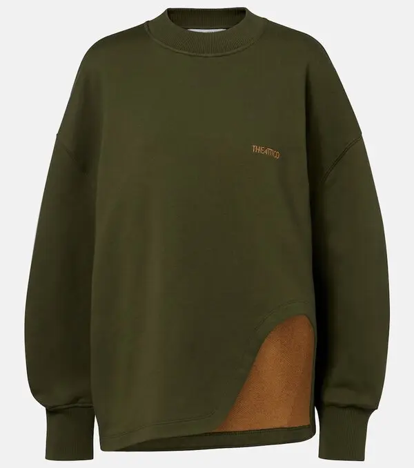 Attico Oversized Cotton Jersey Sweatshirt - Olive