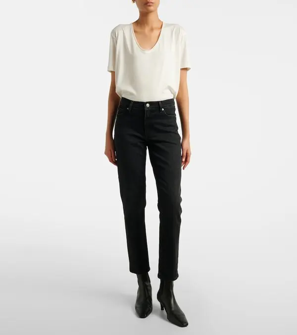 FRAME Cropped Straight Jeans - Black