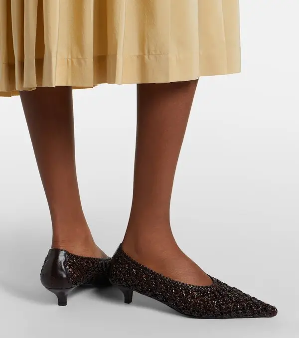 TOTEME Woven Leather Pointed Toe Pumps