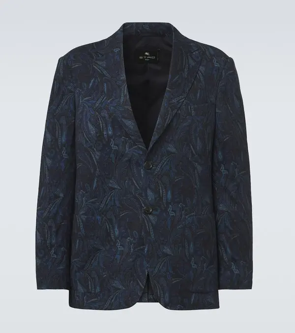 Etro Paisley Wool-blend Jacquard Blazer - Blue