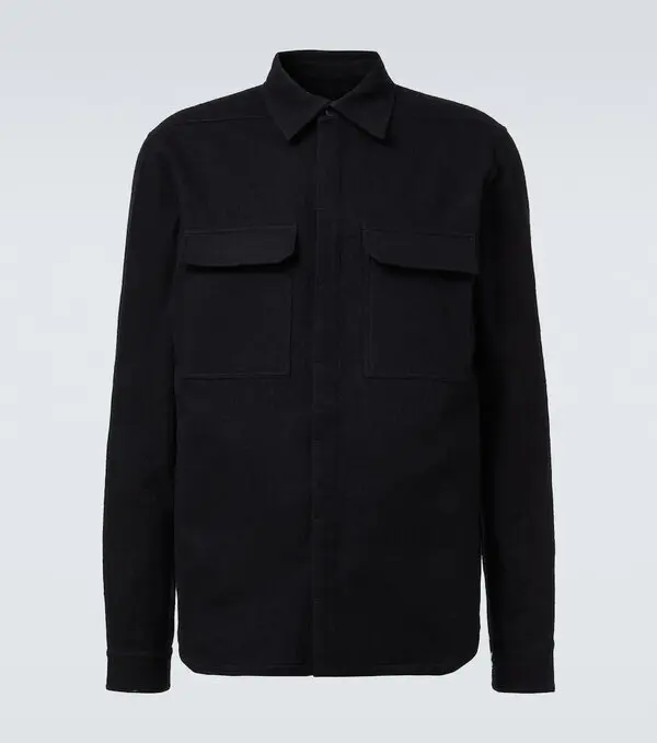 Rick Owens Work Cotton And Wool Flannel Shirt - Black