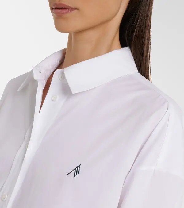 Attico Asymmetric Cotton Poplin Shirt - White