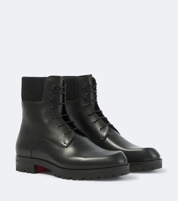 CHRISTIAN LOUBOUTIN Trapman Tct 2 Leather Lace-up Boots - Black