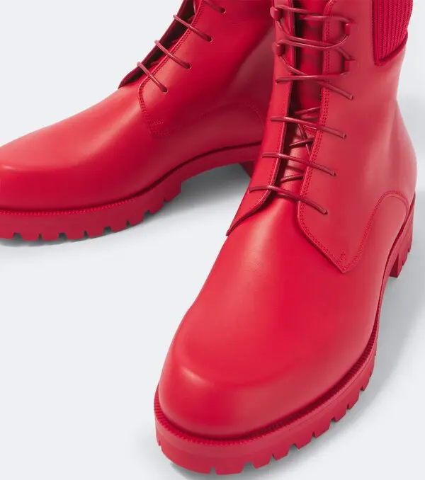 CHRISTIAN LOUBOUTIN Trapman Tct 2 Leather Lace-up Boots - Red
