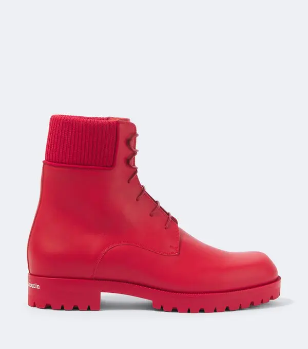 CHRISTIAN LOUBOUTIN Trapman Tct 2 Leather Lace-up Boots - Red