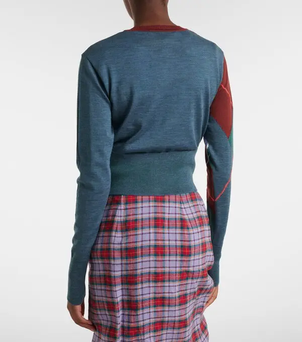 VIVIENNE WESTWOOD Argyle Wool And Cotton Cardigan - Blue