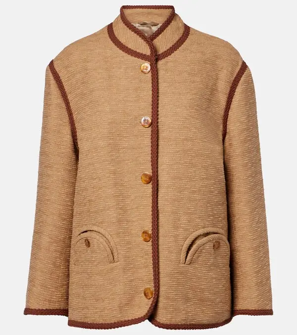 BLAZÉ MILANO Curly Cotton And Linen-blend Jacket - Brown