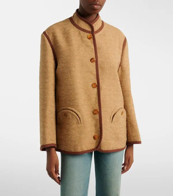 BLAZÉ MILANO Curly Cotton And Linen-blend Jacket - Brown