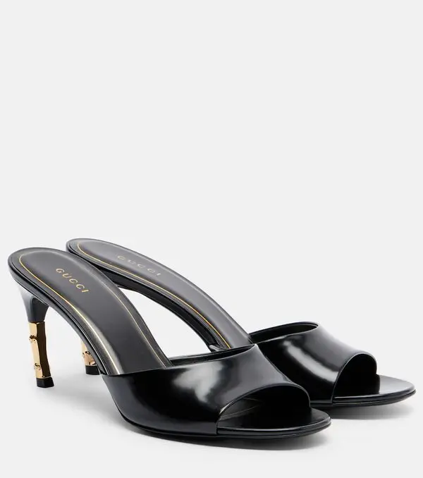 Gucci Bamboo Leather Mules - Black