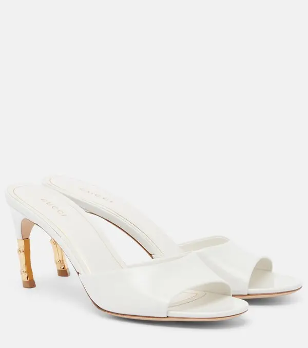 Gucci Bamboo Leather Mules - White
