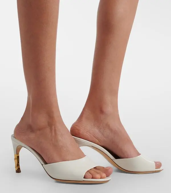 Gucci Bamboo Leather Mules - White