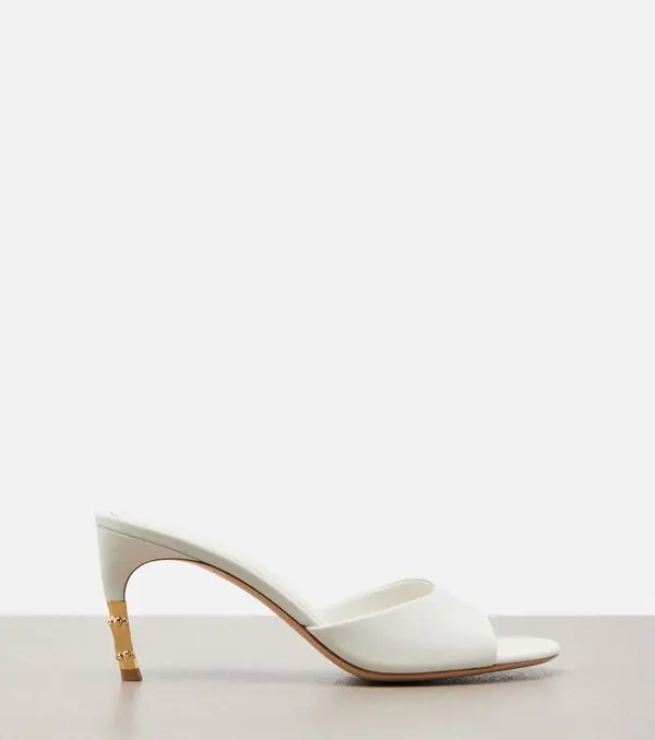 Gucci Bamboo Leather Mules - White