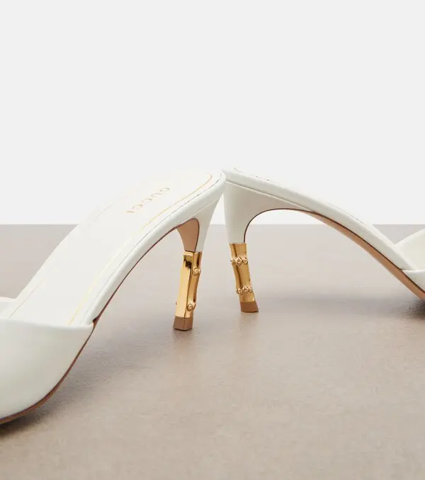 Gucci Bamboo Leather Mules - White