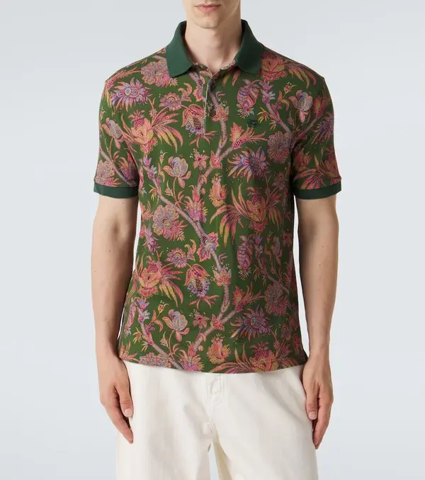 Etro Floral Cotton Piqu� Polo Shirt