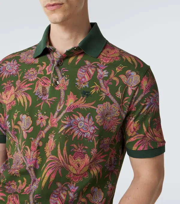 Etro Floral Cotton Piqu� Polo Shirt