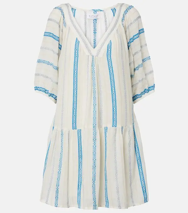 Velvet By Graham & Spencer Selita Tiered Cotton Jacquard Mini Dress