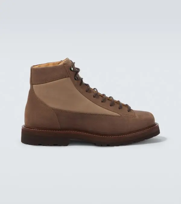 Brunello Cucinelli Suede-trimmed Lace-up Boots