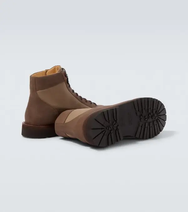Brunello Cucinelli Suede-trimmed Lace-up Boots