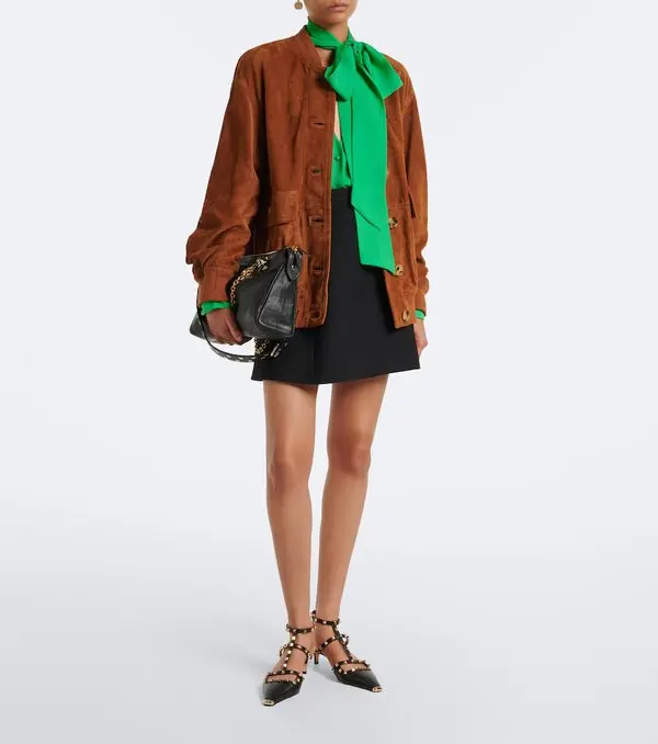 Valentino Garavani Caban Suede Bomber Jacket - Brown