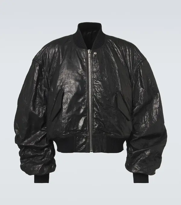 Rick Owens Leather Flight Bomber Jacket - Black