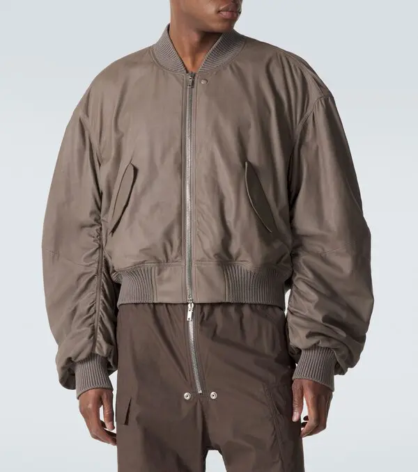 Rick Owens Leather Flight Bomber Jacket - Grey