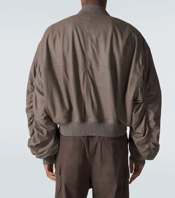 Rick Owens Leather Flight Bomber Jacket - Grey