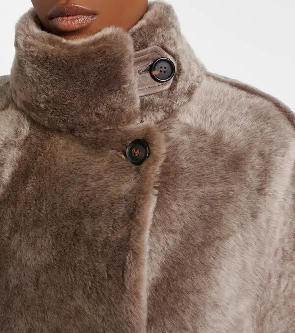 Brunello Cucinelli Shearling Wrap Coat - Grey