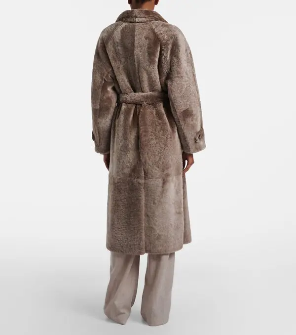 Brunello Cucinelli Shearling Wrap Coat - Grey