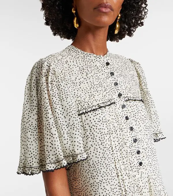 MARANT ETOILE Polka Dot Cotton Mini Dress - White