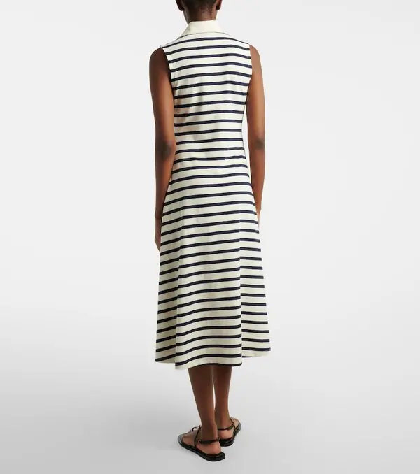 FRAME Sea Breeze Striped Cotton Polo Dress