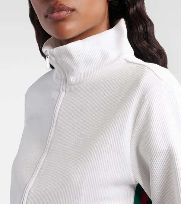 Gucci Ribbed-knit Cropped Sweatshirt