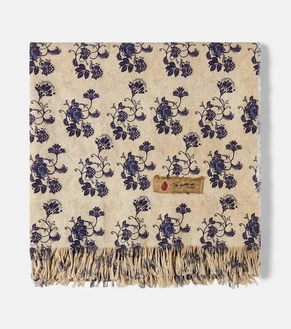 THE HOUSE OF LYRIA Sharpei Floral Cotton And Linen Throw - White