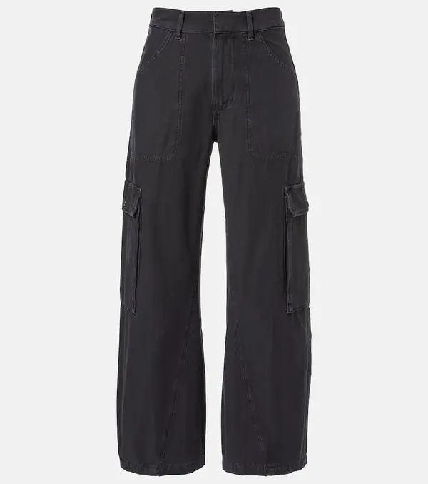 Citizens Of Humanity Cropped Cargo Jeans In Washed - Black
