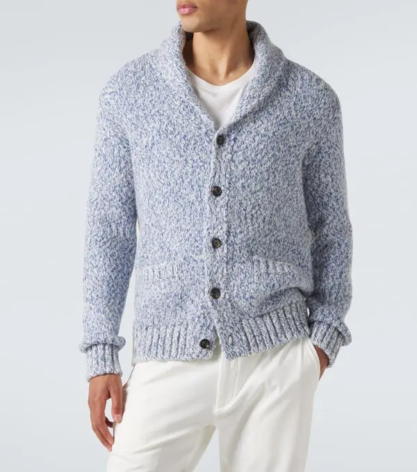 Eleventy Wool And Cashmere-blend Cardigan - Blue