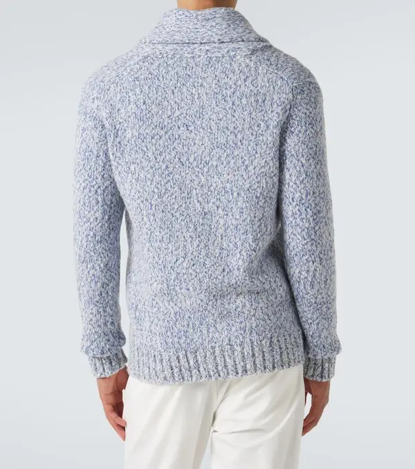 Eleventy Wool And Cashmere-blend Cardigan - Blue