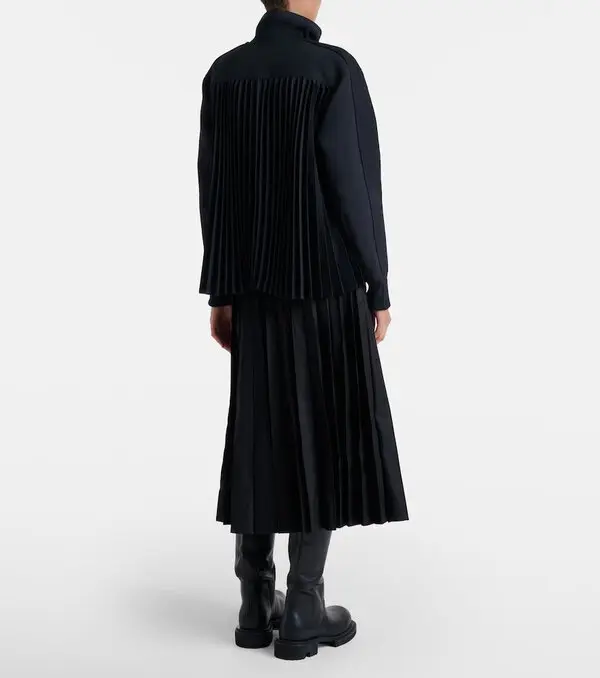 Sacai Belted Pleated Midi Skirt