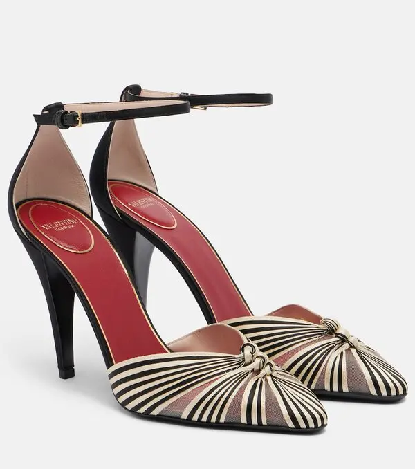 Valentino Garavani Satin Pumps With Ankle Strap - Black