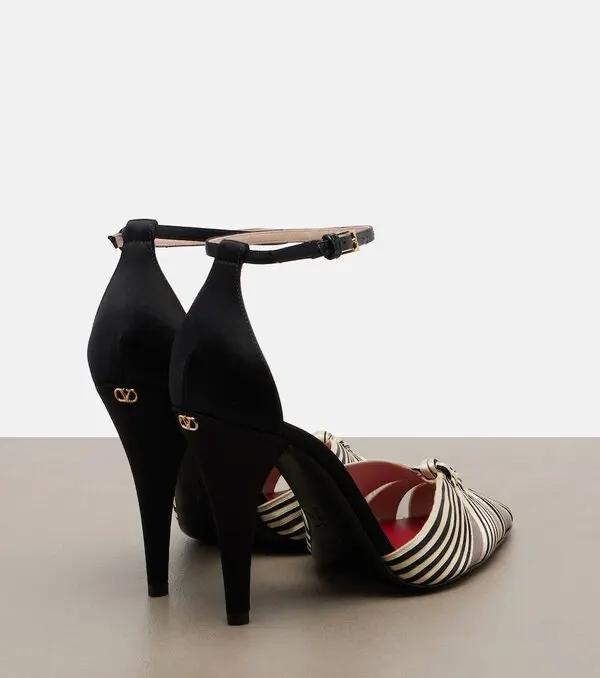 Valentino Garavani Satin Pumps With Ankle Strap - Black