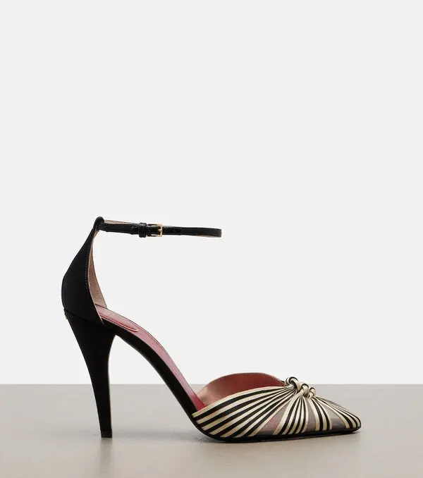 Valentino Garavani Satin Pumps With Ankle Strap - Black